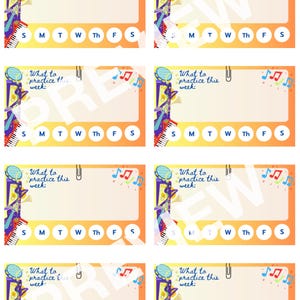 Music Assignment & Practice Chart/ Instrument Punch Card - Etsy