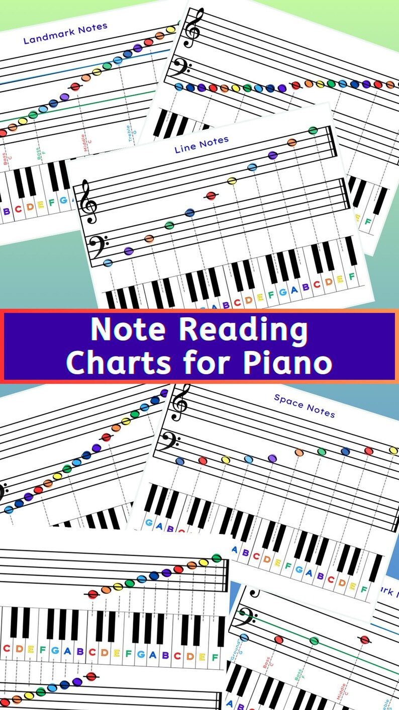 Note Reading Charts for Piano - Etsy