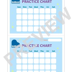 Monthly Piano Practice Charts- Soft Color Set - Etsy