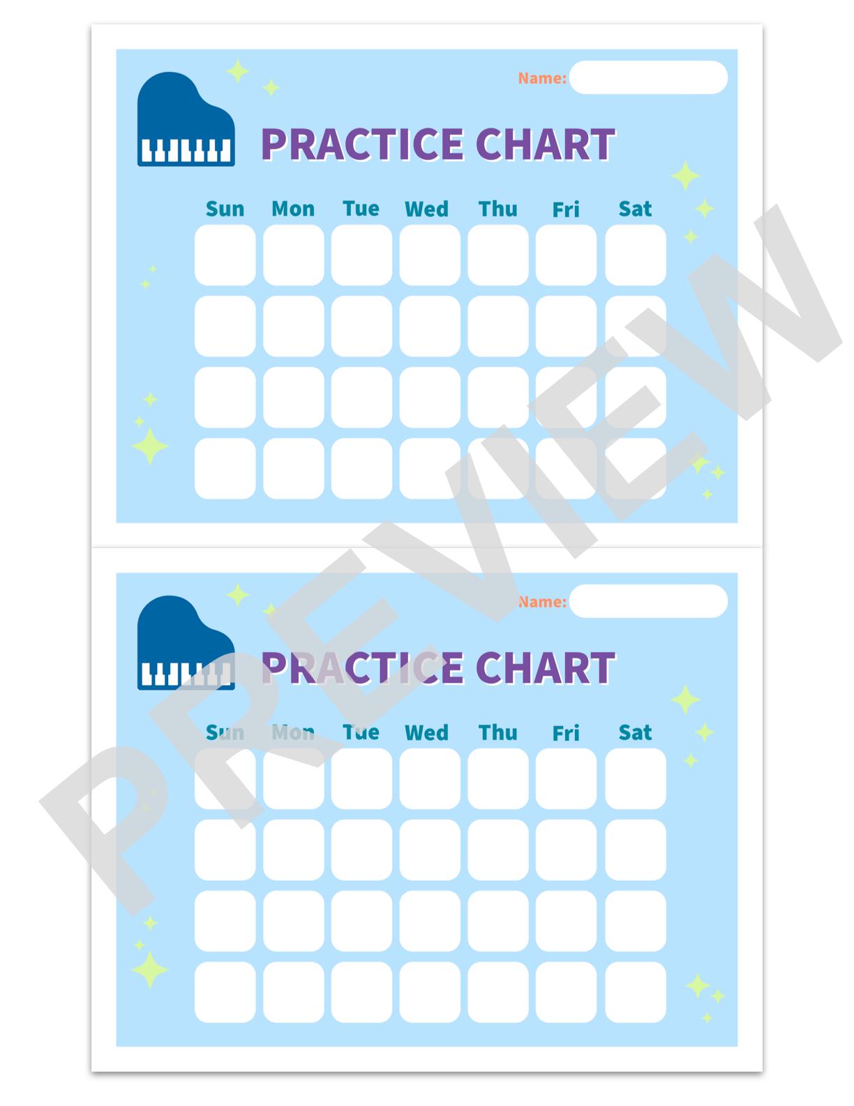 Monthly Piano Practice Charts- Soft Color Set - Etsy