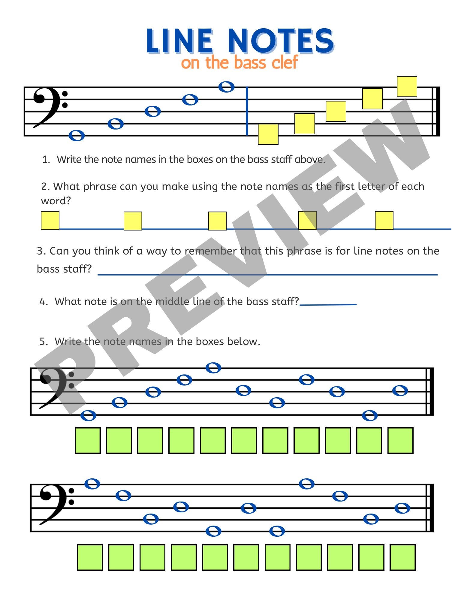Grand Staff Note Reading Worksheets - Etsy