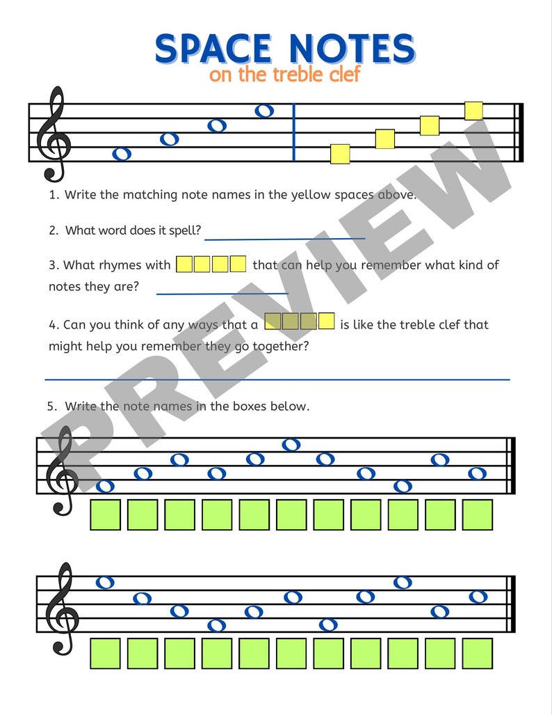 Grand Staff Note Reading Worksheets - Etsy
