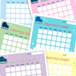 Monthly Piano Practice Charts- Soft Color Set - Etsy