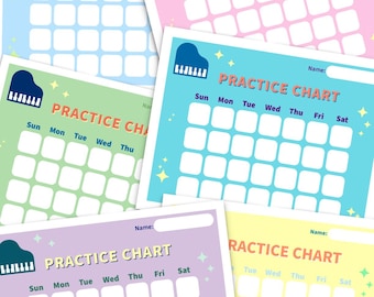 Monthly Piano Practice Charts- Soft Color Set - Etsy