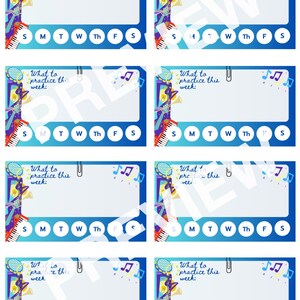 Music Assignment & Practice Chart/ Instrument Punch Card - Etsy