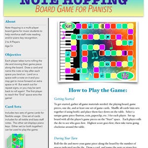 Piano Board Game “note Hopping” - Etsy