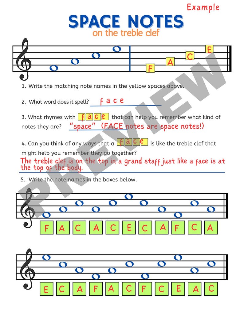 Grand Staff Note Reading Worksheets - Etsy