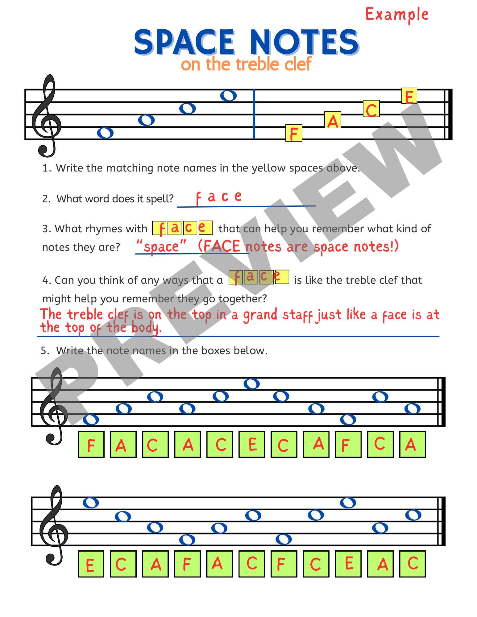 Grand Staff Note Reading Worksheets - Etsy