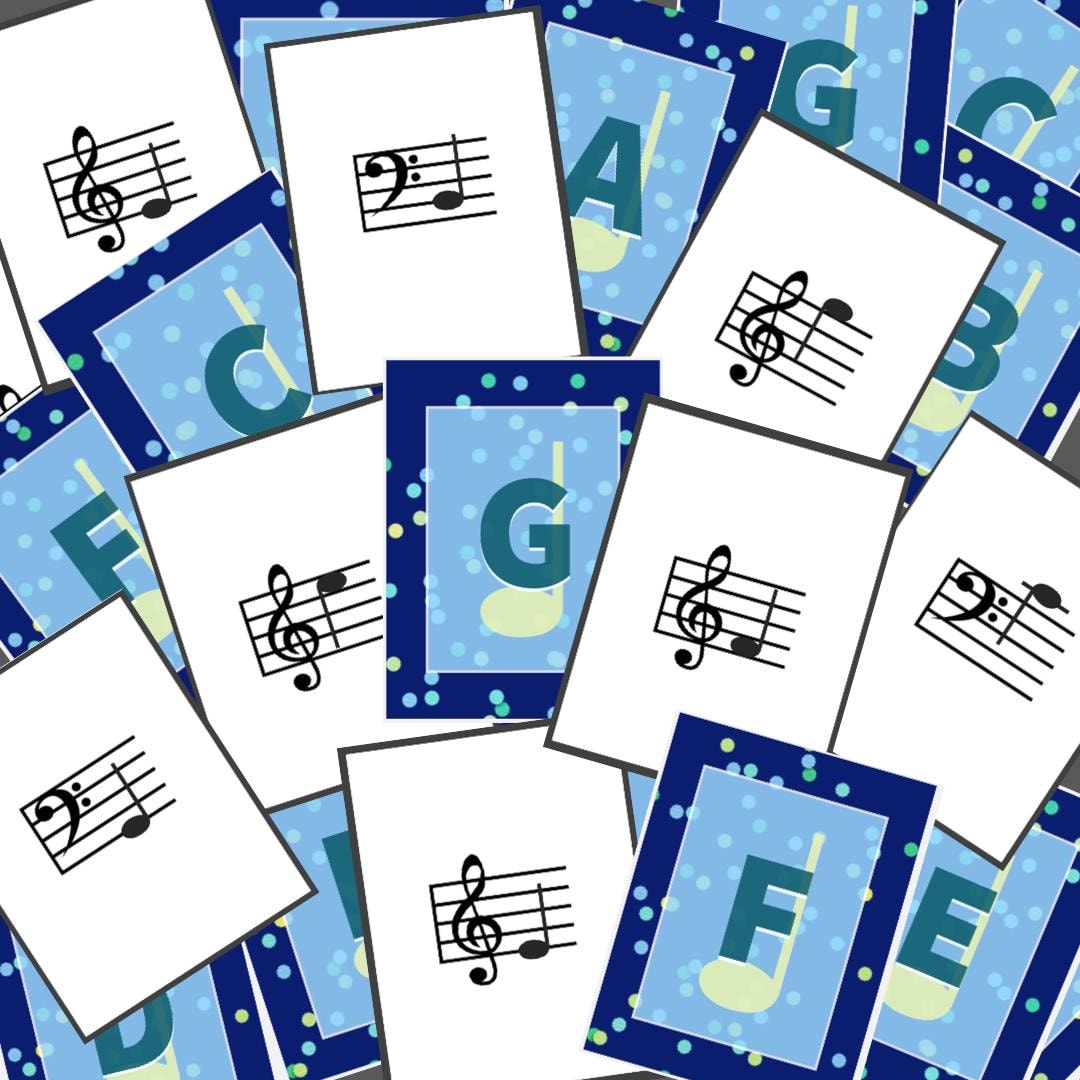 Grand Staff Treble & Bass Notes Flash Cards - Etsy