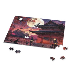 Japanese Shrine , Cats and Birds at Midnight Jigsaw Puzzle(puzzles ...
