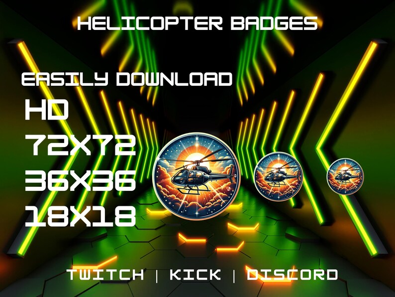 Helicopter Sub Badges for Twitch, Youtube, Discord (digital Download ...