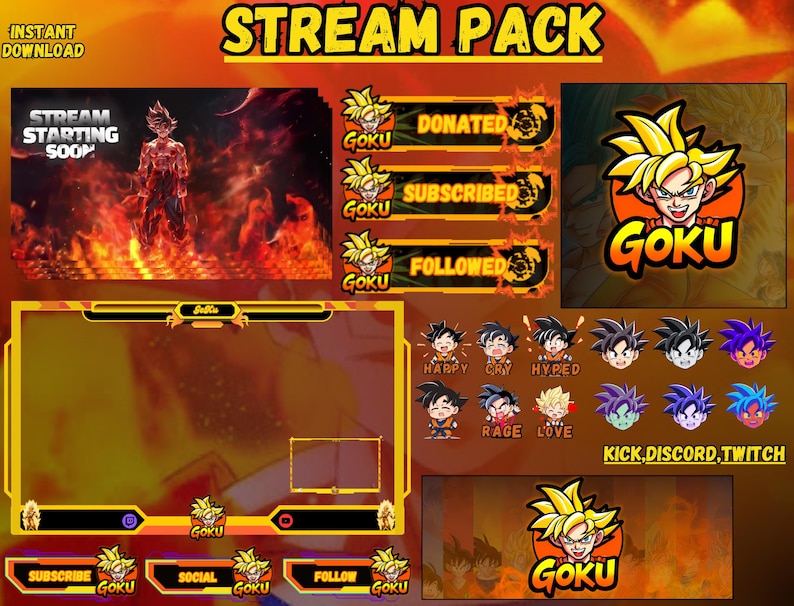 Animated Stream Package: Fictional Overlay, Emotes, Badges (digital ...