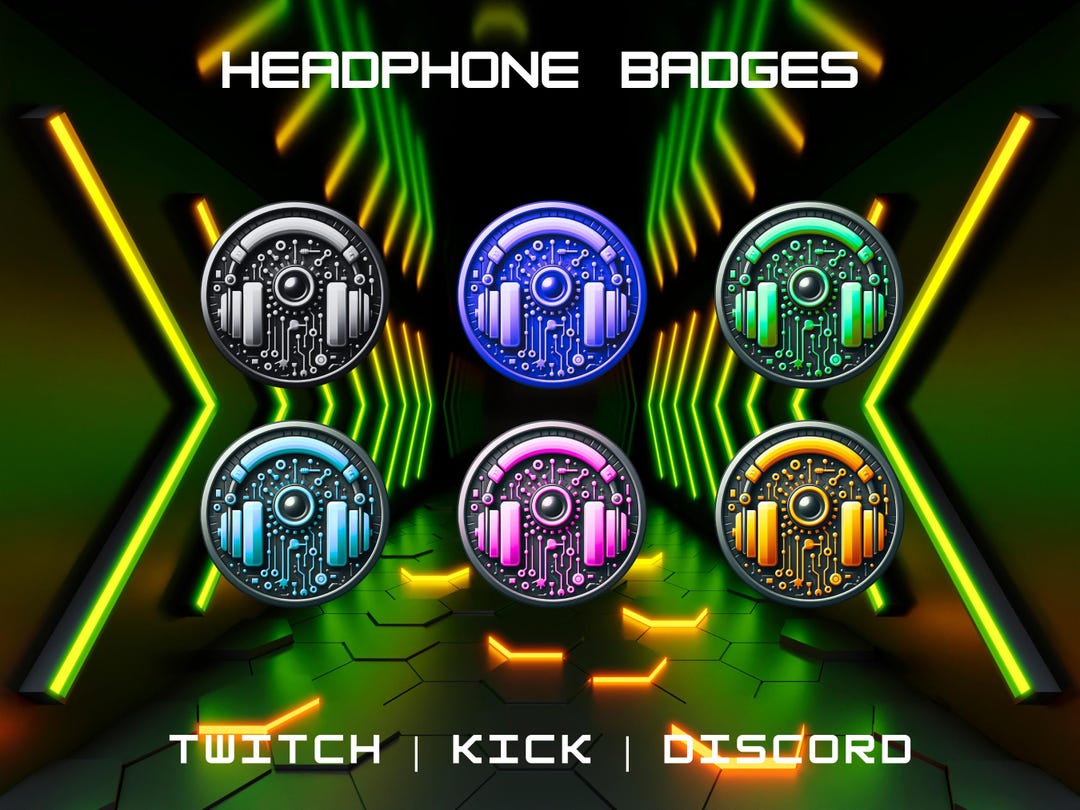 Headphone Badges for Twitch | 6 Ready-to-use Badges | Instant Download ...