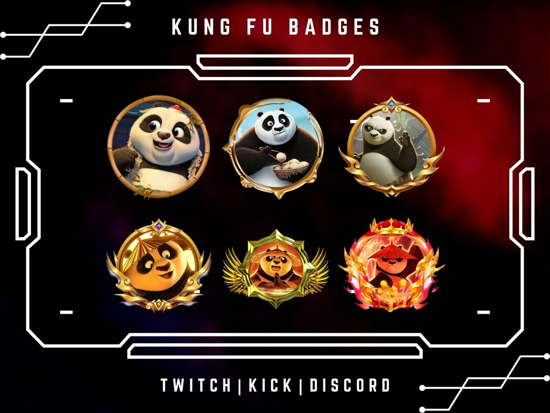 Set of 6 Twitch Panda Badges | Twitch Animal Badges | Twitch Sub Badges ...