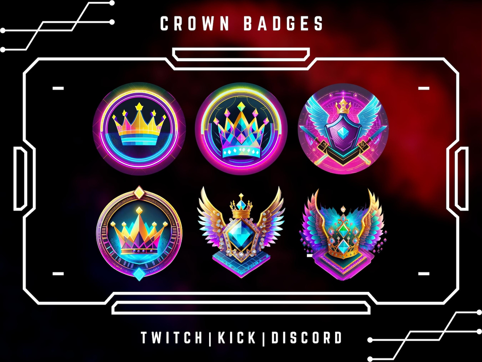Crown Sub Badges: 6-piece Twitch/kick/discord Set (immediate Upload) - Etsy