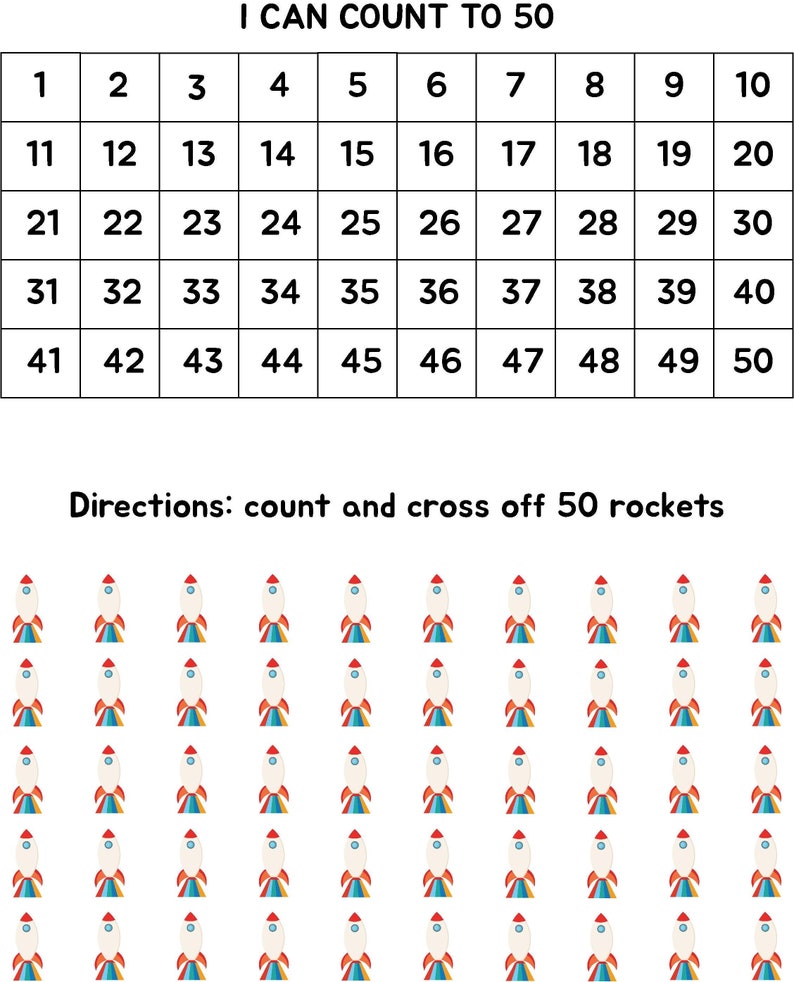 Count to 50 Worksheets - Etsy