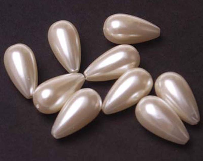 TEARDROP PEARLS: 25mm X 12mm; 16pcs Pearl White Acrylic Beads TEARDROP ...