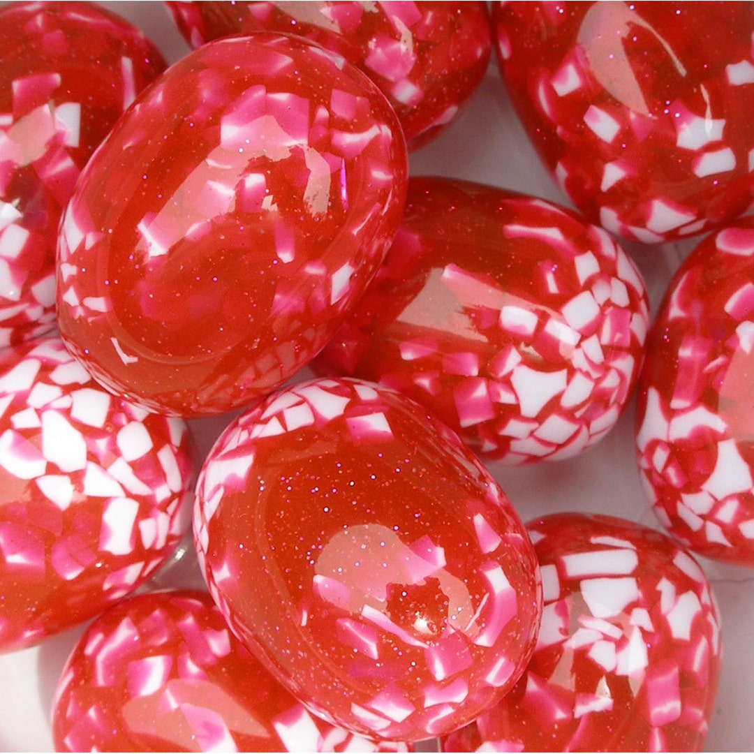 30mm 2pcs. Red Oval Pottery Element Chunky Acrylic Plastic Beads ...