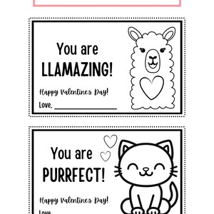 Printable Valentine's Day Coloring Cards for Kids Fun and Cute Animal ...