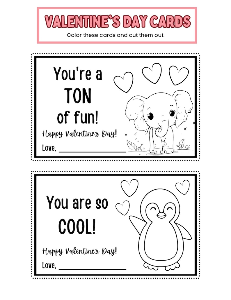 Printable Valentine's Day Coloring Cards for Kids | Fun and Cute Animal ...