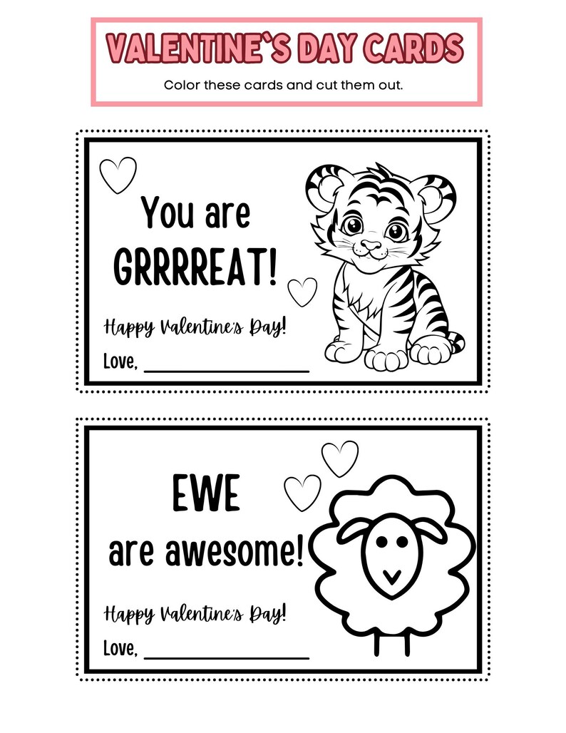 Printable Valentine's Day Coloring Cards for Kids | Fun and Cute Animal ...