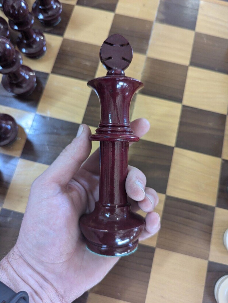 Vintage 60's JUMBO Wooden Chess Set 7" King 20"×20" Folding Playing ...