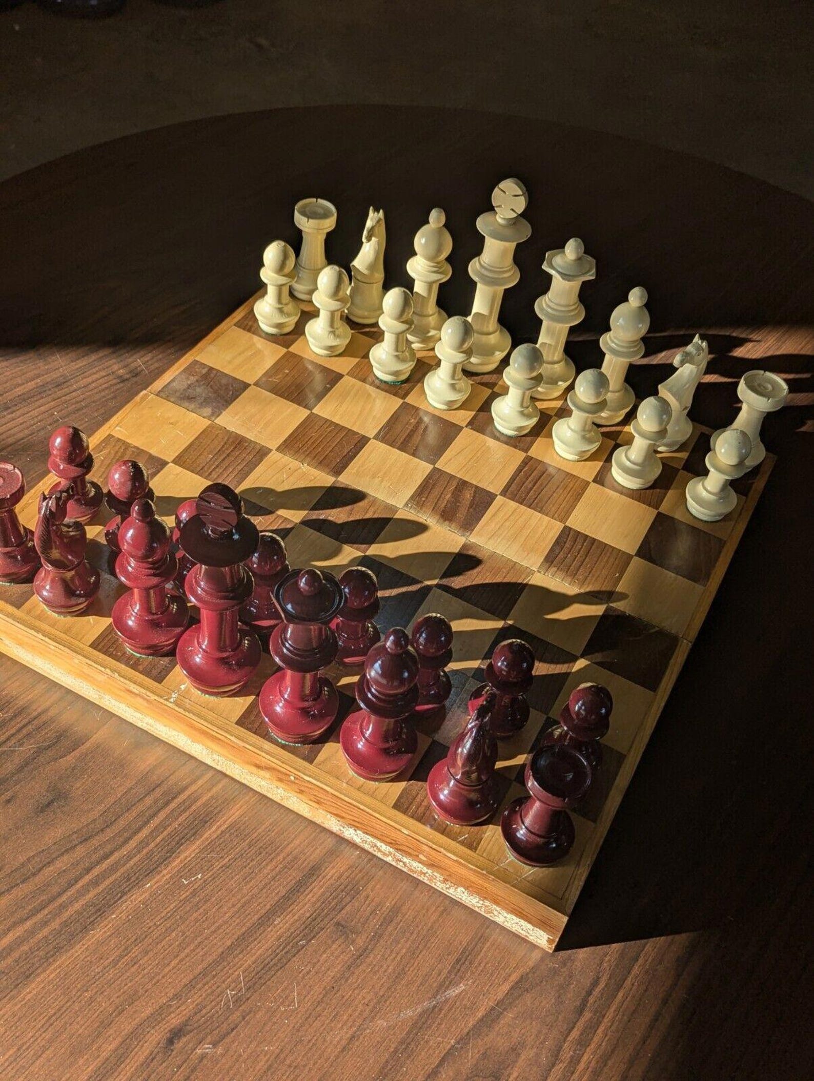 Vintage 60's JUMBO Wooden Chess Set 7" King 20"×20" Folding Playing ...