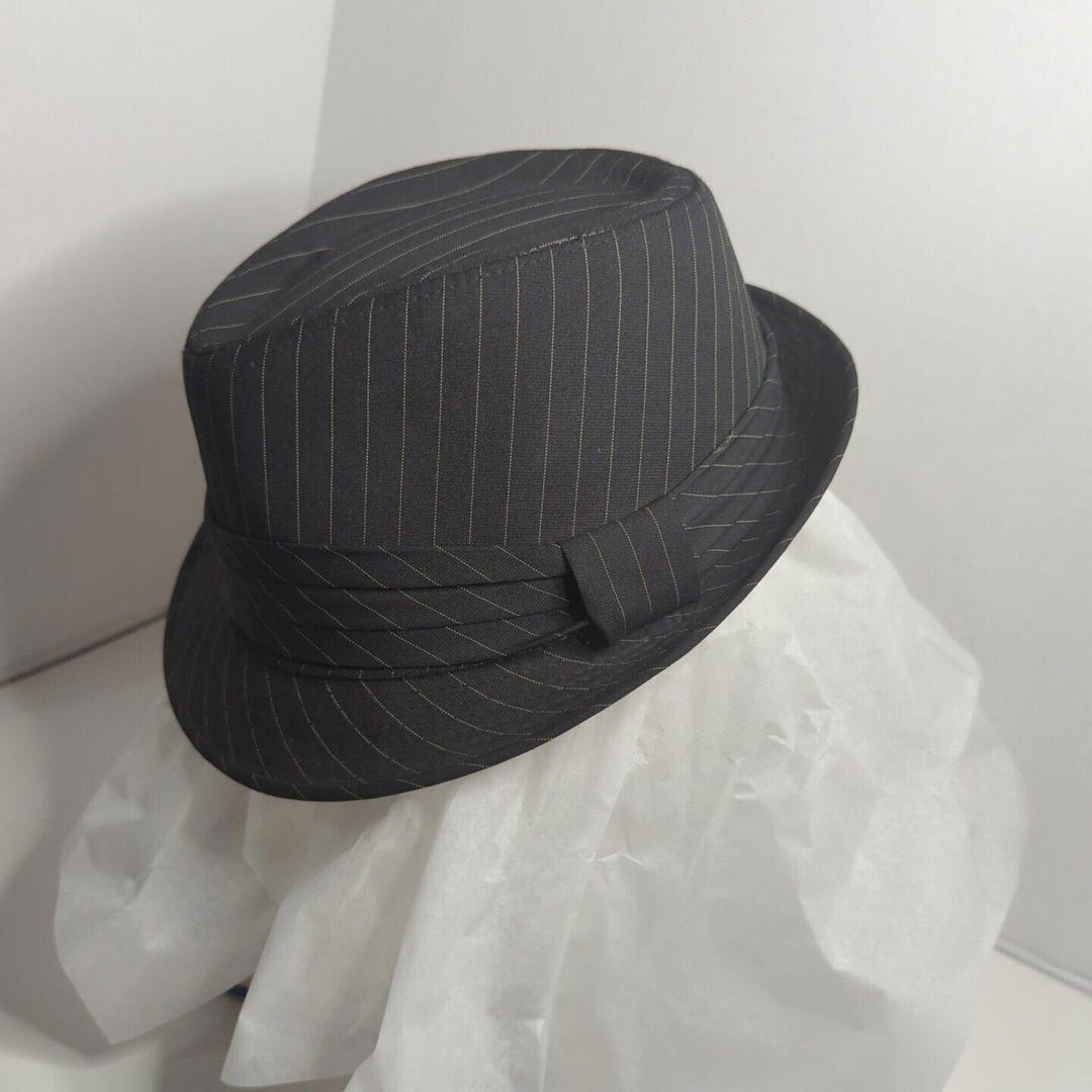 Black Pinstripe 100% Wool Fedora Hat Gangster Trilby Hat - Etsy