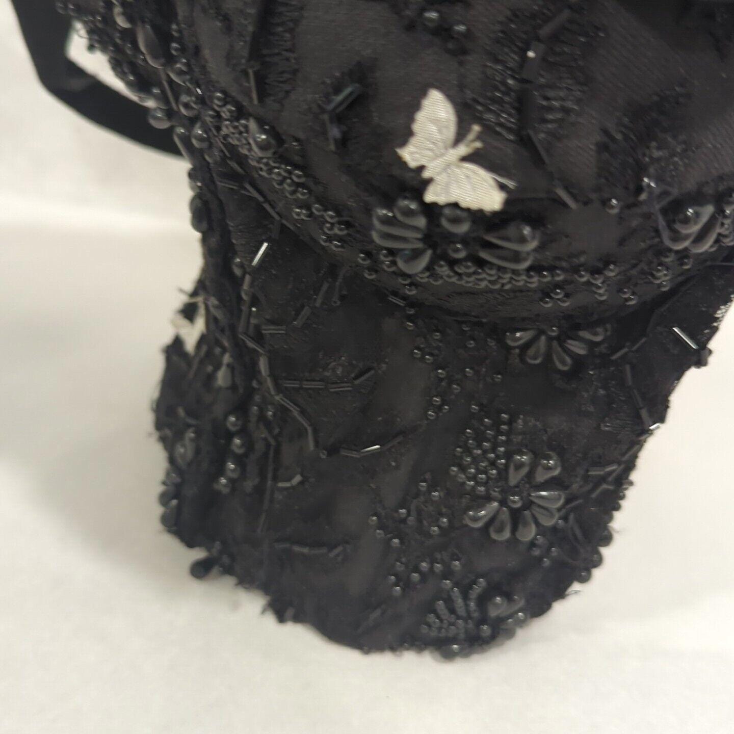Vintage Handmade Bustier Corset Style Purse Handbag Black With White ...