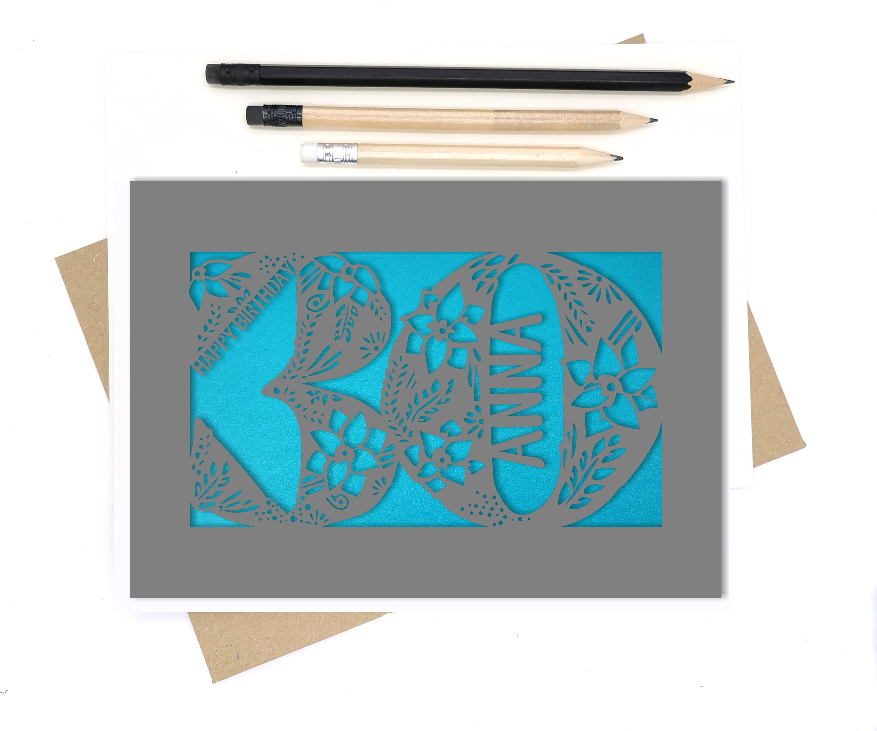 Personalised 30th Papercut Birthday Card Floral Design With the Name ...