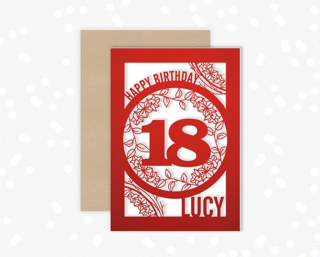 Personalised 18th Papercut Birthday Card Flower Design With the Name of ...