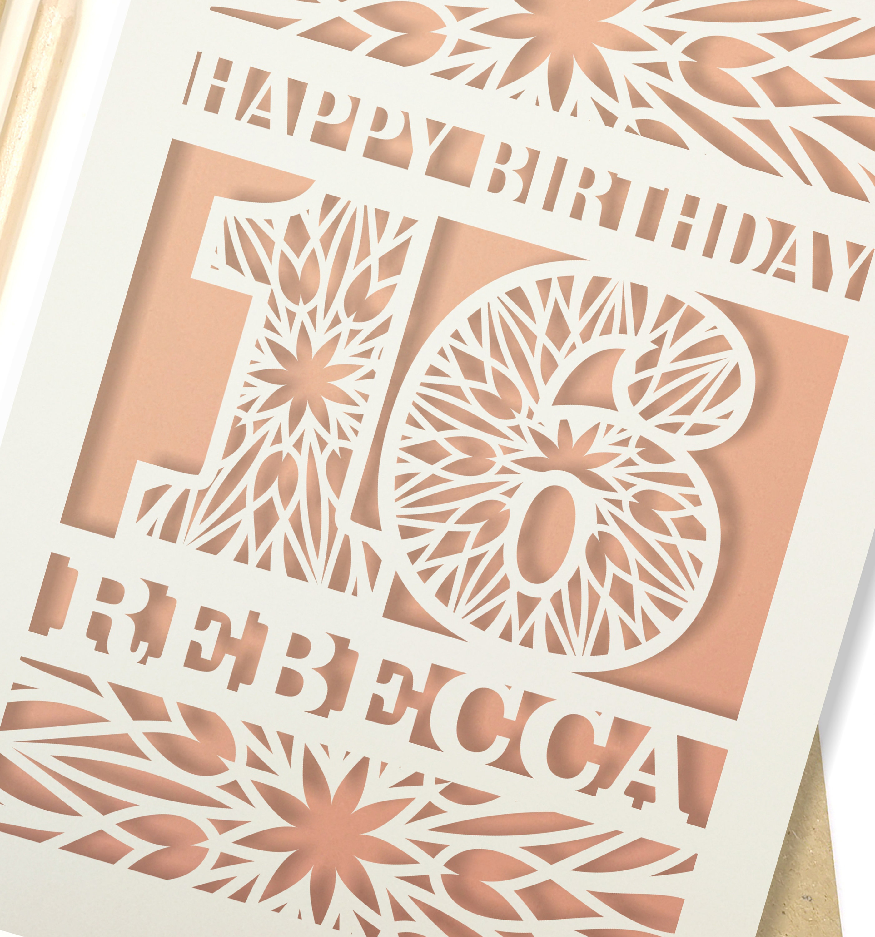 Personalised 16th Papercut Birthday Card With the Name of Your Choice ...