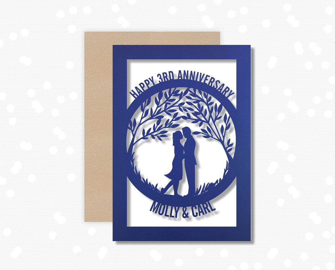 Personalised Papercut 3 Year Wedding Anniversary Card. 3rd Wedding ...