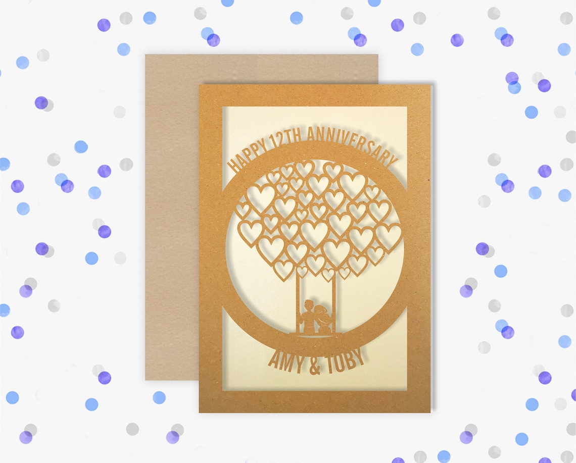 Personalised 12 Year Wedding Anniversary Card. 12th Wedding | Etsy UK