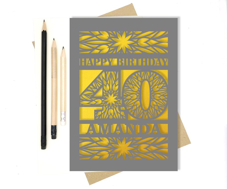 Personalised 40th Papercut Birthday Card With the Name of Your Choice ...