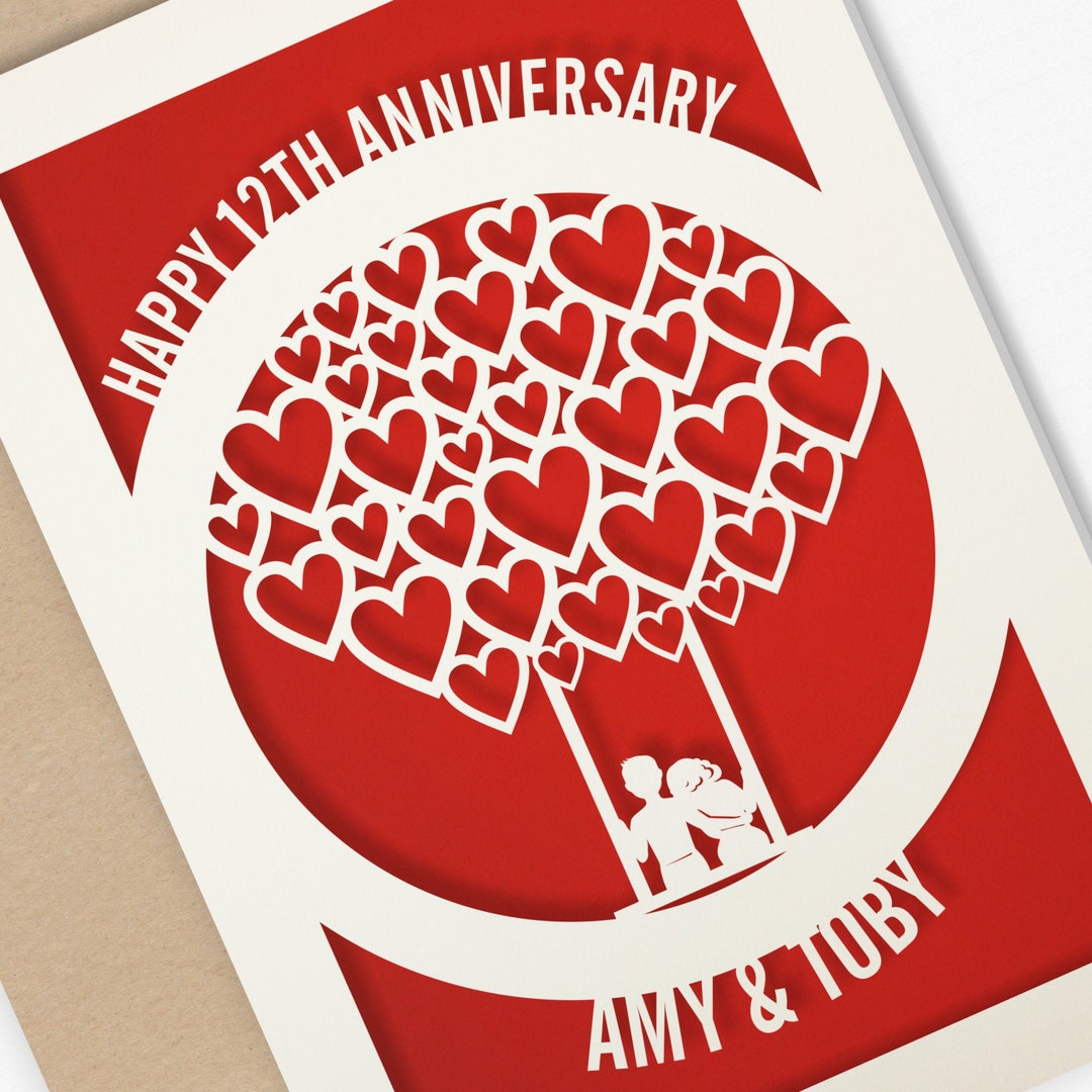 Personalised 12 Year Wedding Anniversary Card. 12th Wedding Anniversary ...