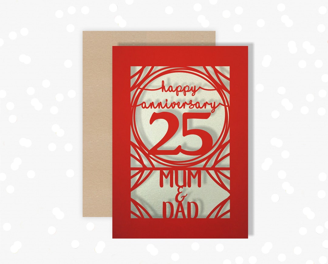 Tarjeta personalizada Papercut 25 aniversario de bodas Celebre un 25 ...