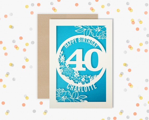 Personalised 40 Th Papercut Birthday Card Floral Design With - Etsy