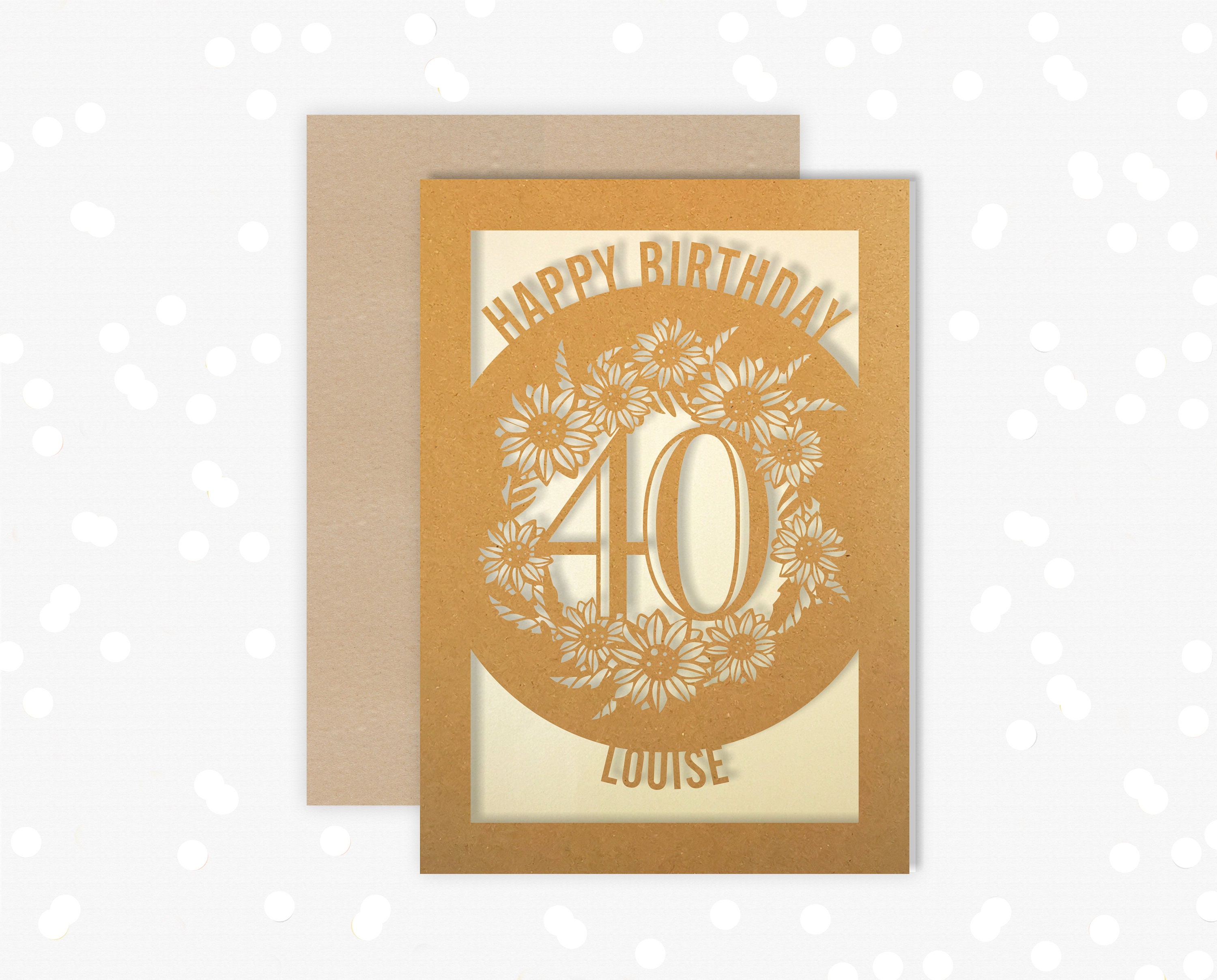 40th Birthday Card Personalised Papercut Sunflower design for | Etsy
