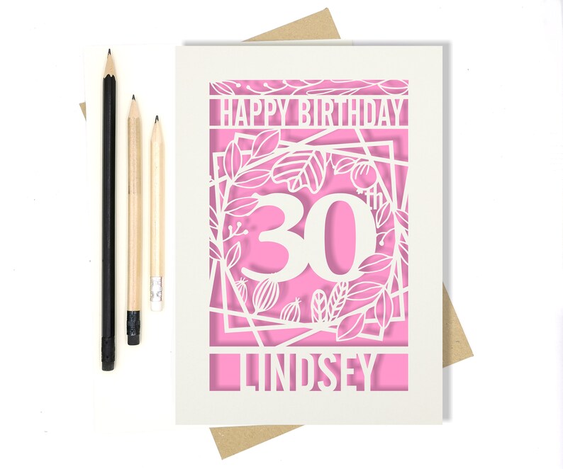 Personalised 30th Papercut Birthday Card Floral Design With - Etsy UK