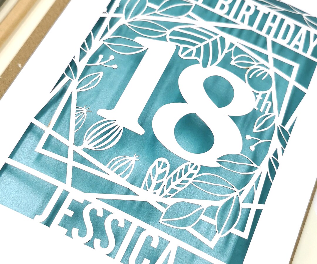 Personalised Papercut Birthday Card Floral Design With the Name and Age ...