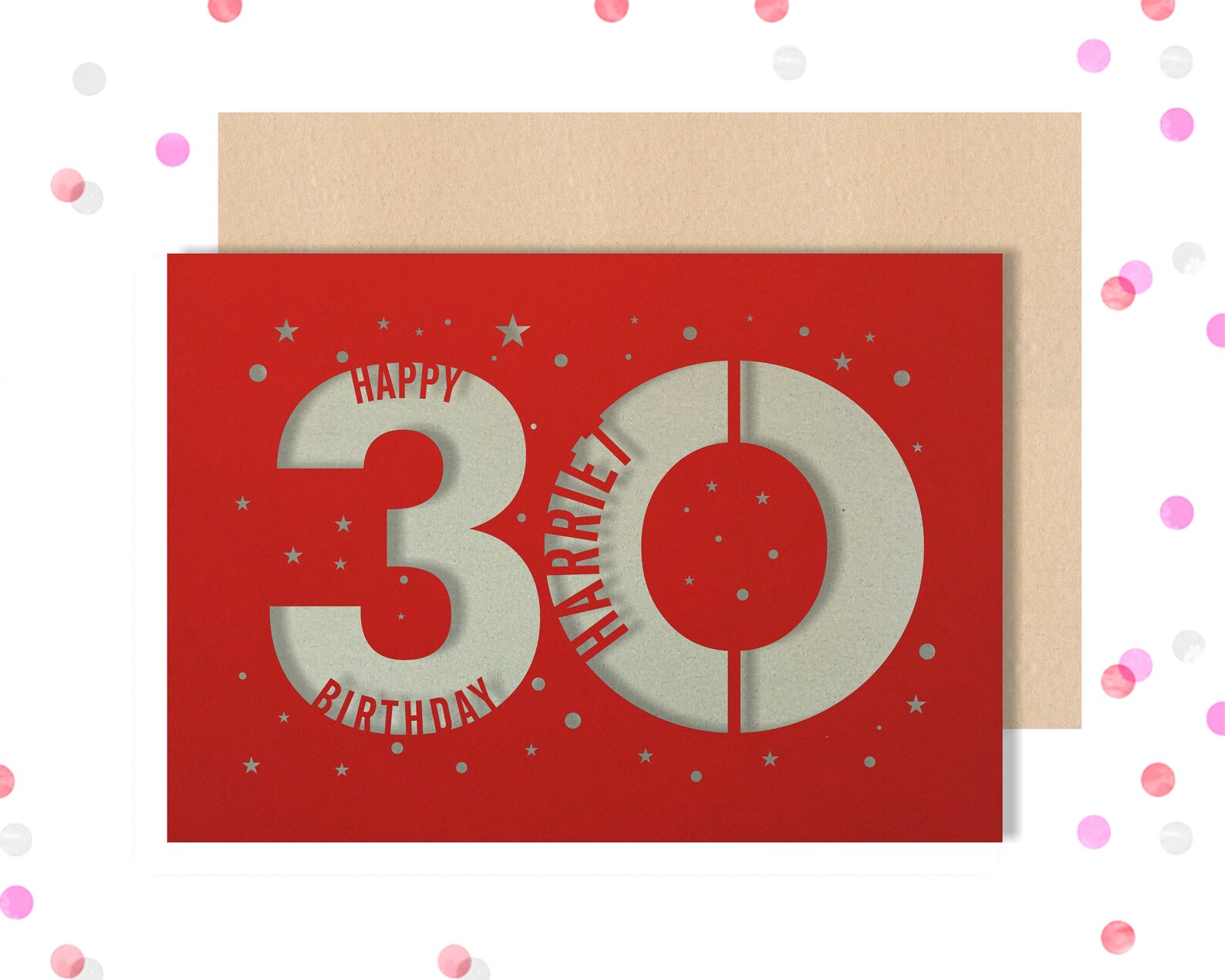 Personalised 30th Papercut Birthday Card Star Design With the Name Your ...