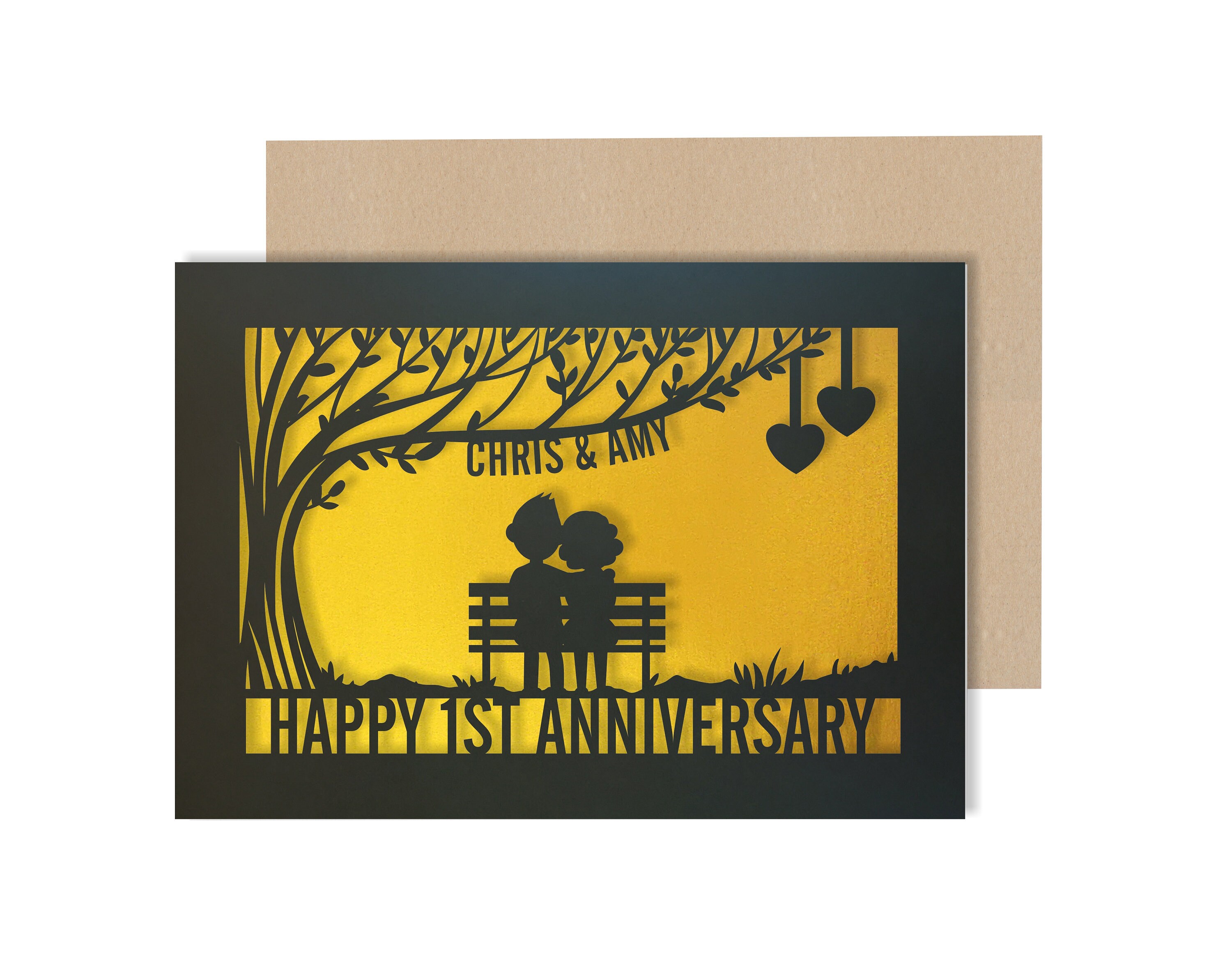 1st Wedding Anniversary Card Personalised Papercut First Year Wedding 1st Wedding Anniversary Card Personalised Papercut First Year Wedding