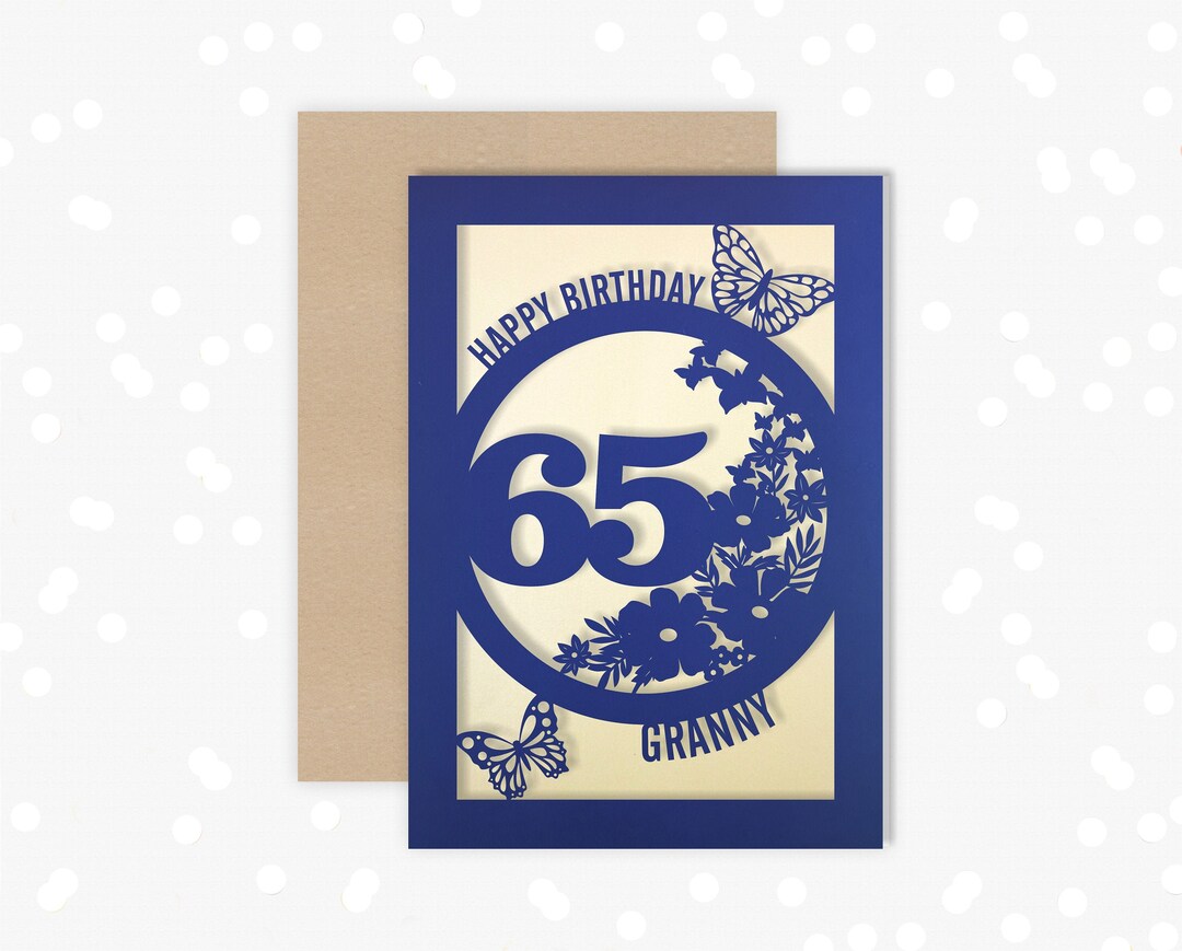 Personalised 65th Birthday Card Papercut Floral Design Card for Her 65 ...