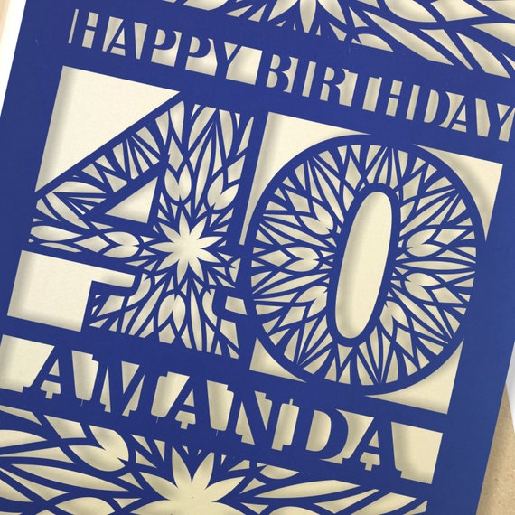 Personalised 40th Papercut Birthday Card With the Name of Your - Etsy
