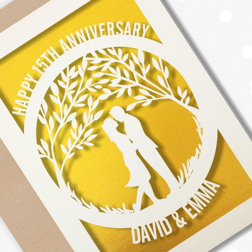 Anniversary Card Personalised Papercut Card Wedding | Etsy UK