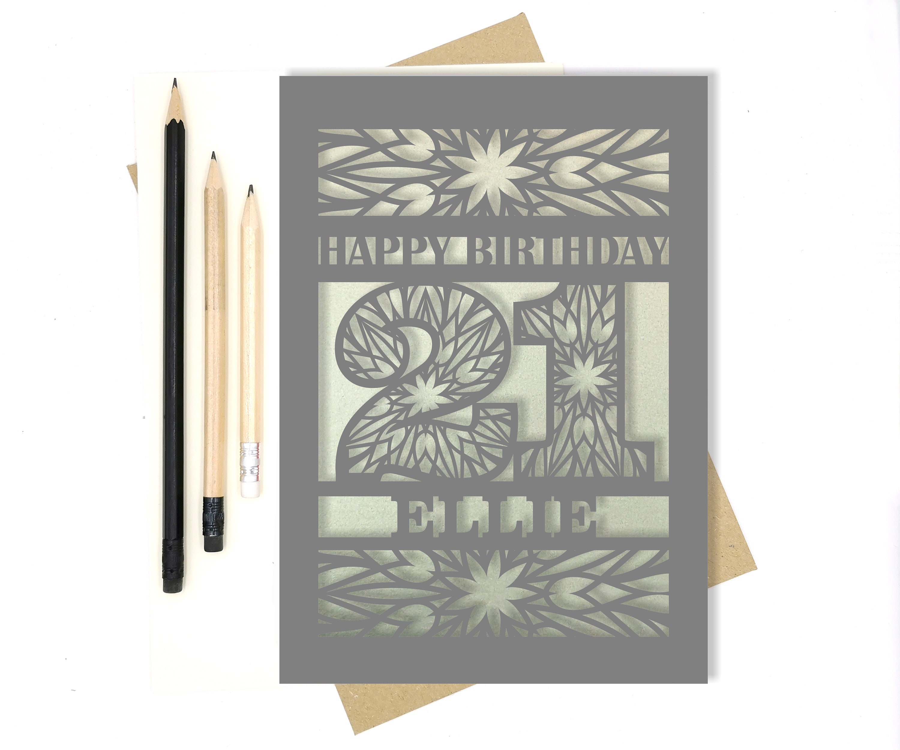 Personalised 21st Papercut Birthday Card with the name of your | Etsy