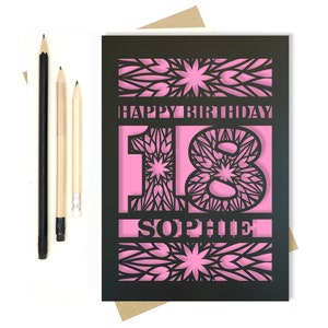 Personalised 18th Papercut Birthday Card With the Name of Your Choice ...