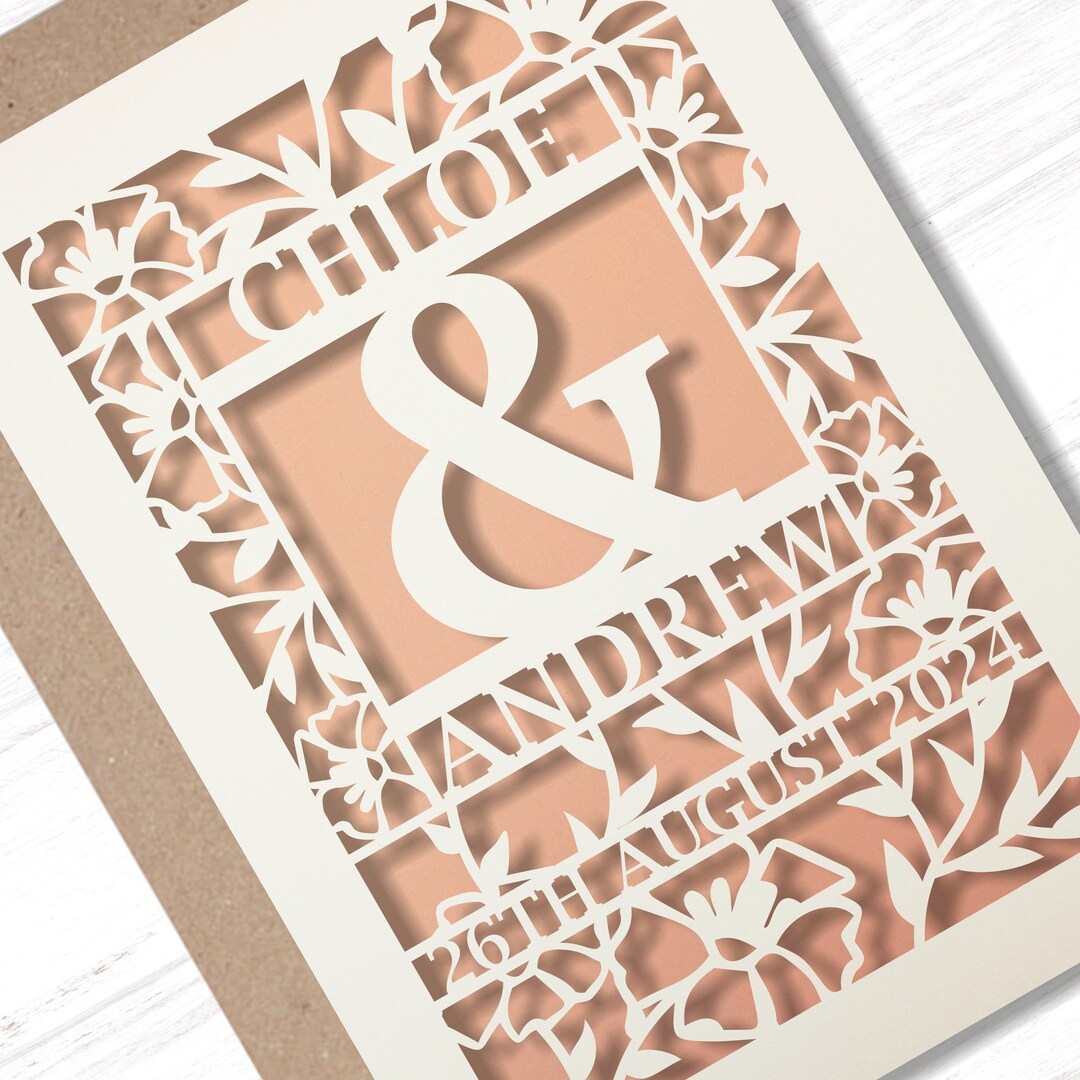 Wedding Card Personalised Paper Cut Wedding Greeting Card ...
