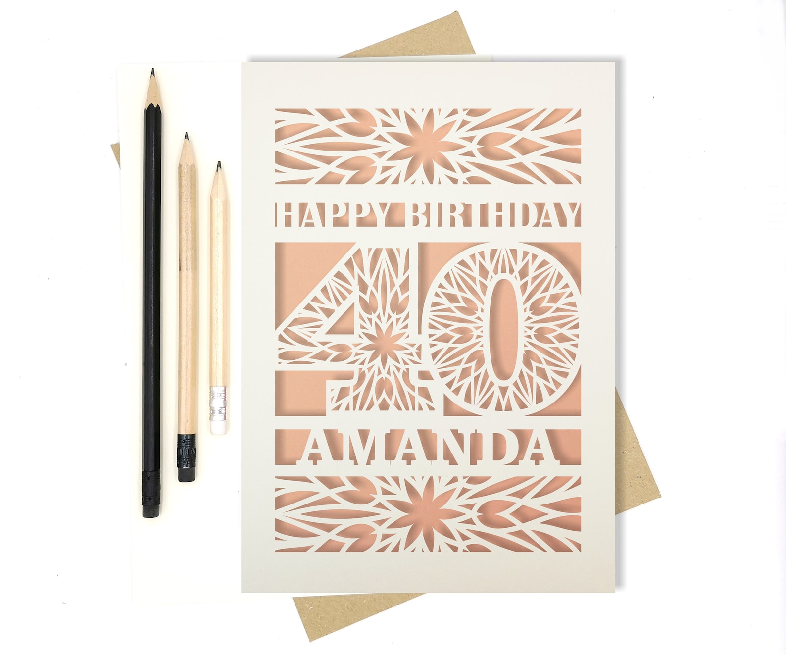 Personalised 40th Papercut Birthday Card With the Name of Your Choice ...